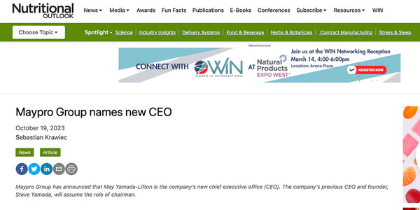 Nutritional Outlook – Maypro Group names new CEO