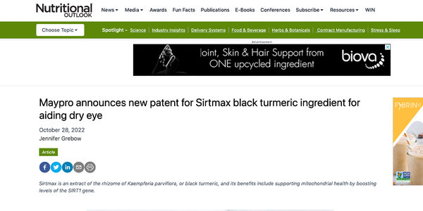 Nutritional Outlook – Maypro announces new patent for Sirtmax black tu